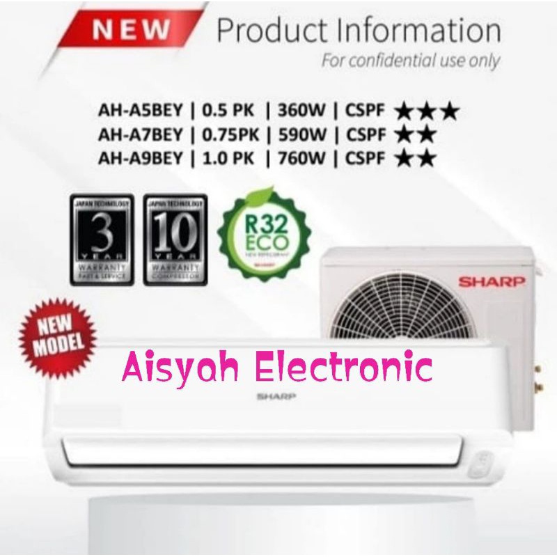 Jual PROMO AC SHARP 1/2 PK SEMI LOW WATT NEW SERIES GARANSI 10 TAHUN (AH-A5BEY) | Shopee Indonesia