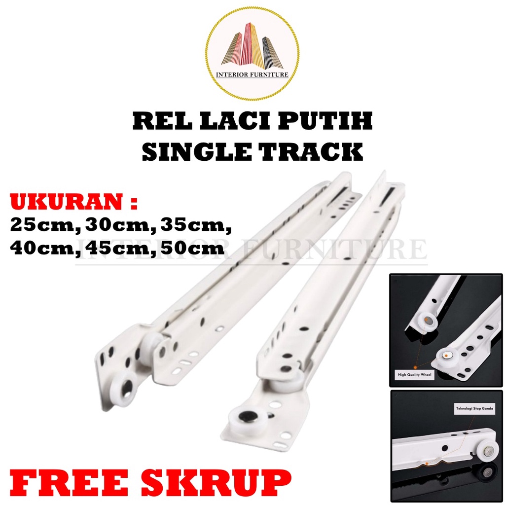 Jual Rel Laci Putih Single Track Rel Laci Putih Besi 1 Pasang 25" 30 ...