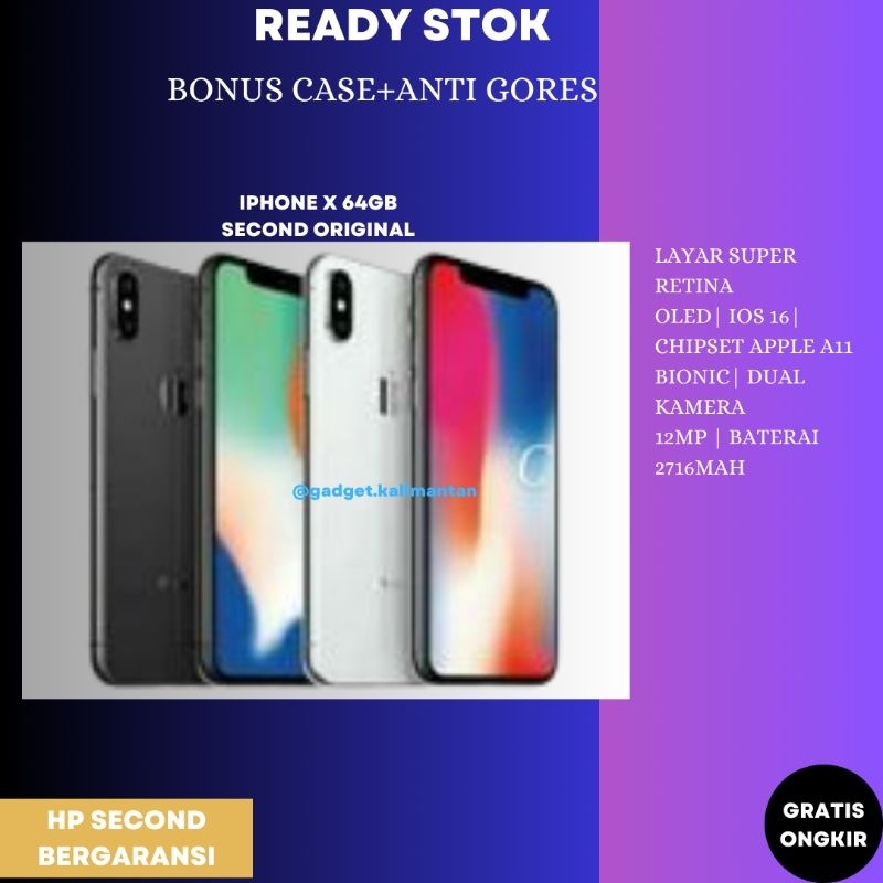 Jual dijual iphone x 64gb handphone second fullset smartphone gadget ...