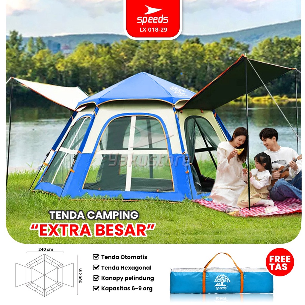 Jual SPEEDS Tenda Camping Besar Otomatis Portabel Muat 6-9 Orang 2 ...