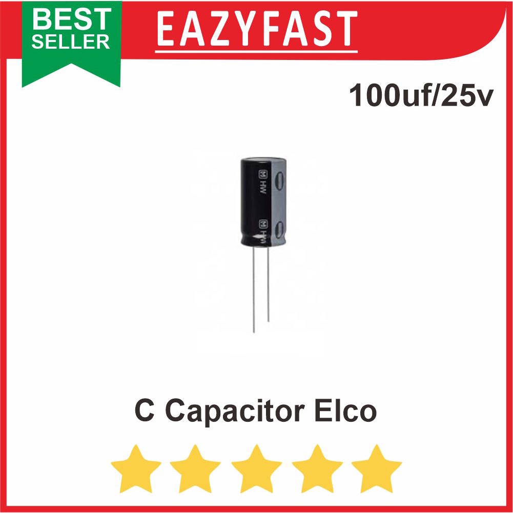 Jual C Capacitor Elco 100uf / 25v 100uf/25v 25 volt Kapasitor Elko | Shopee Indonesia