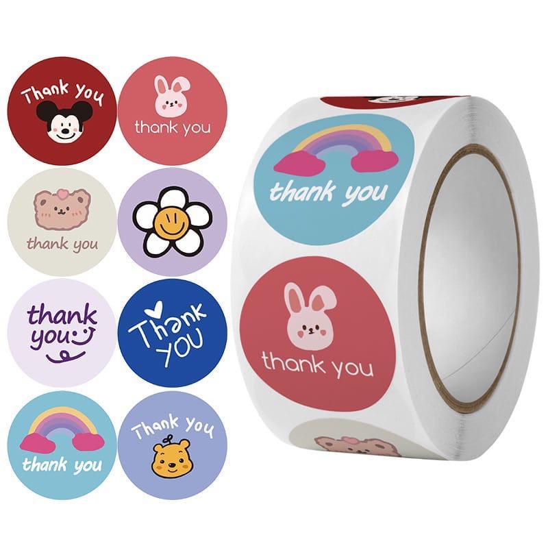 Jual CRM - Sticker Thankyou Label Thankyou Motif Lucu 1 Roll Isi (300 ...