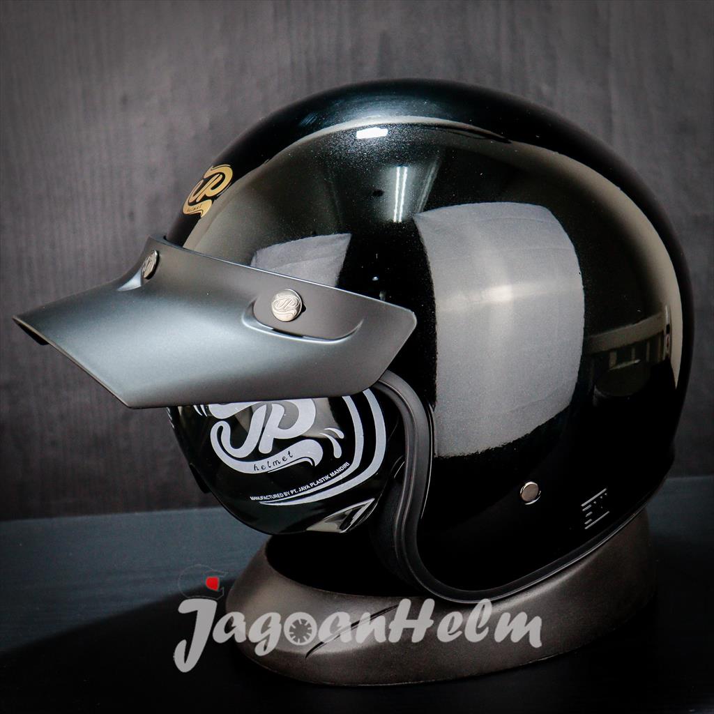 Jual JPX HELM JP SIGNATURE SO SOLID | BLACK METALLIC GOLD | RETRO ...