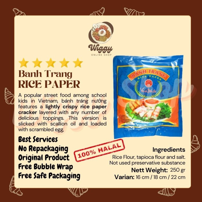 Jual K70 BANH TRANG RICE PAPER 250 GR || KULIT LUMPIA VIETNAM 1 PAK - 18 cm | Shopee Indonesia