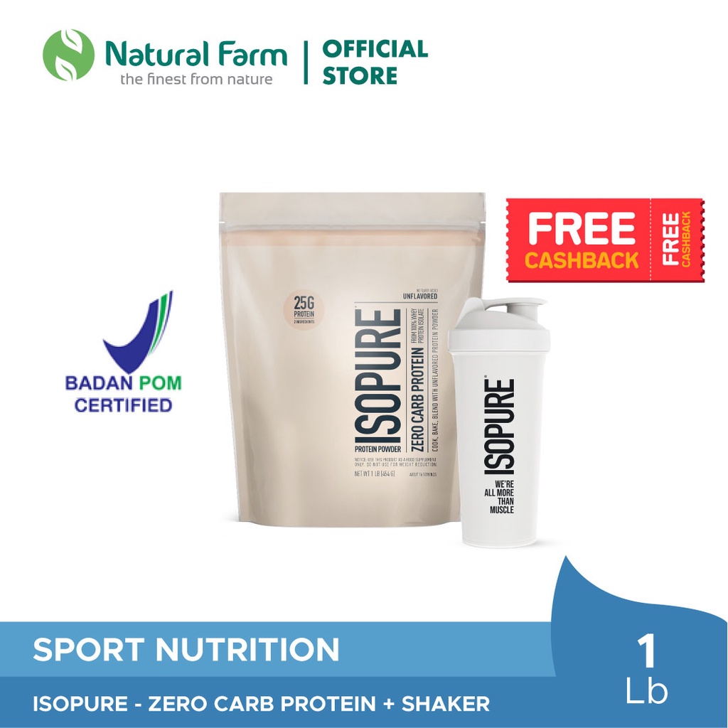 Jual Isopure Whey Protein Isolate Unflavored 1 Lb Free Shaker | Shopee ...