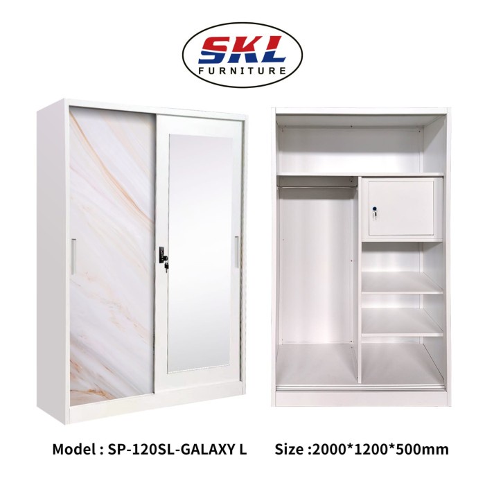 Jual Lemari Pakaian Besi Sliding 2 Pintu 120cm Tinggi 200cm | Shopee Indonesia