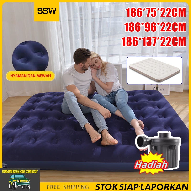 Jual BBW 67003 Kasur Angin Queen Biru [186cm x 137cm] / Kasur Tiup Air Bed Queen Size Free pompa ...