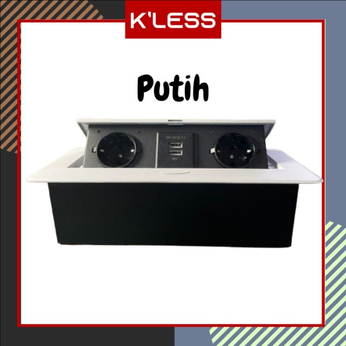 Jual Ready Stop Kontak Meja Meeting Tanam 2 Socket 2 USB Soft Touch ...