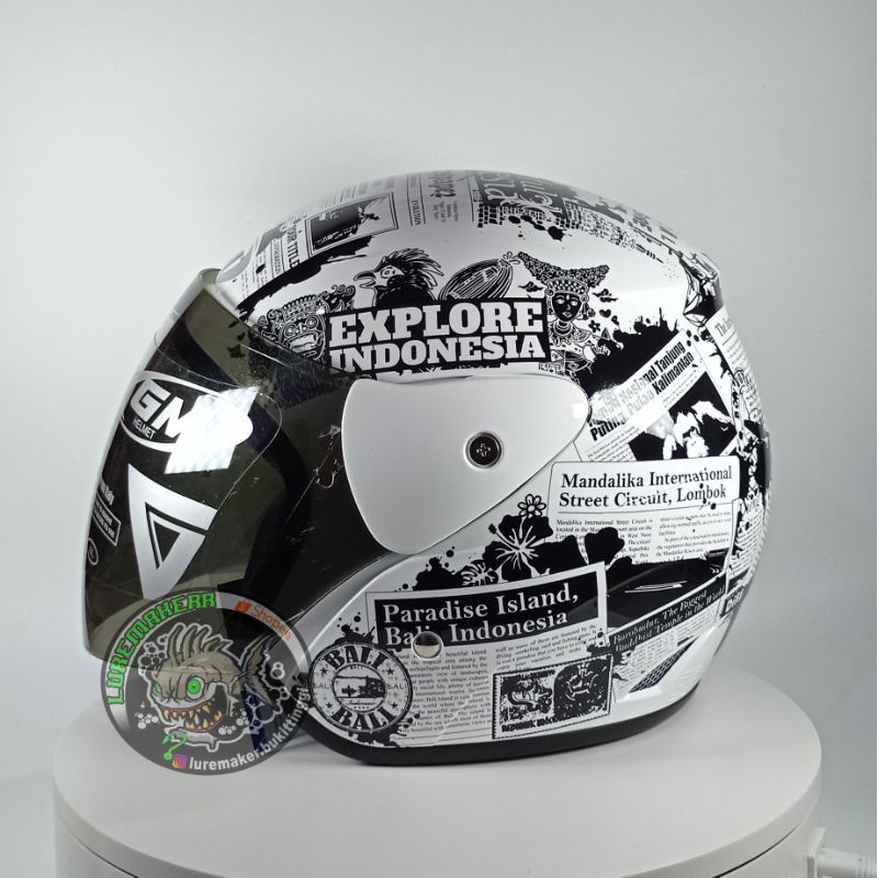 Jual HELM GM EVOLUTION NEWS 2 WHITE BLACK | Shopee Indonesia