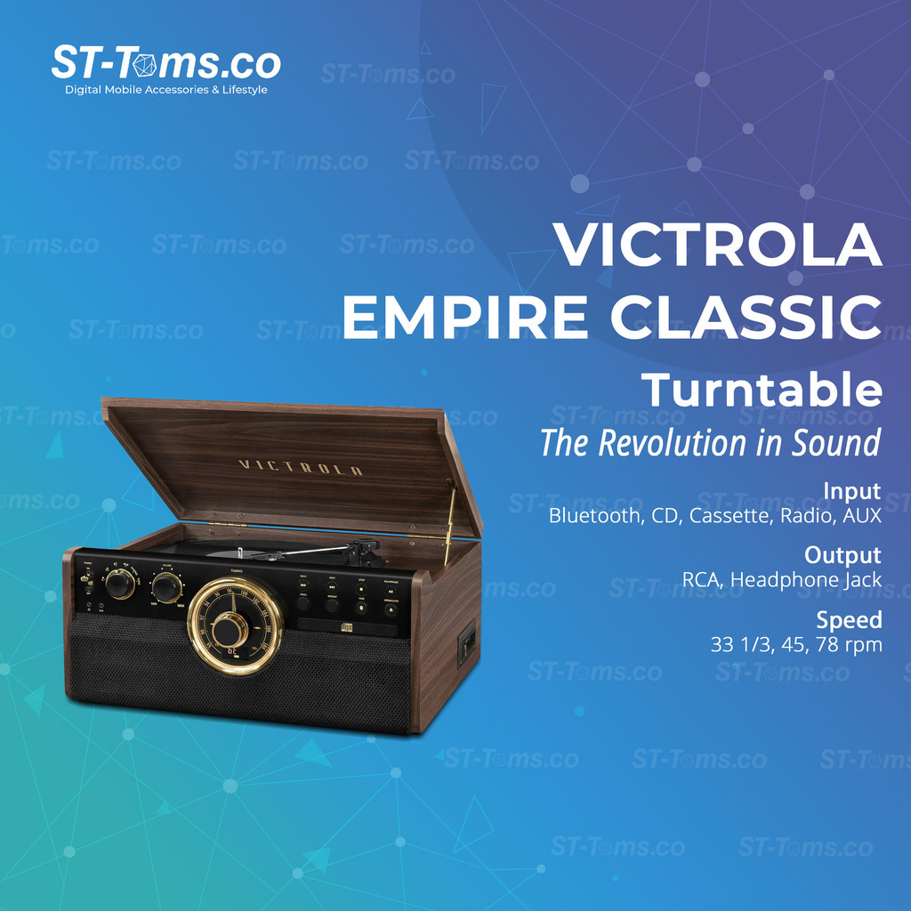 Jual Victrola Empire Classic 6-in-1 BT Turntable With 3 Speed Record ...