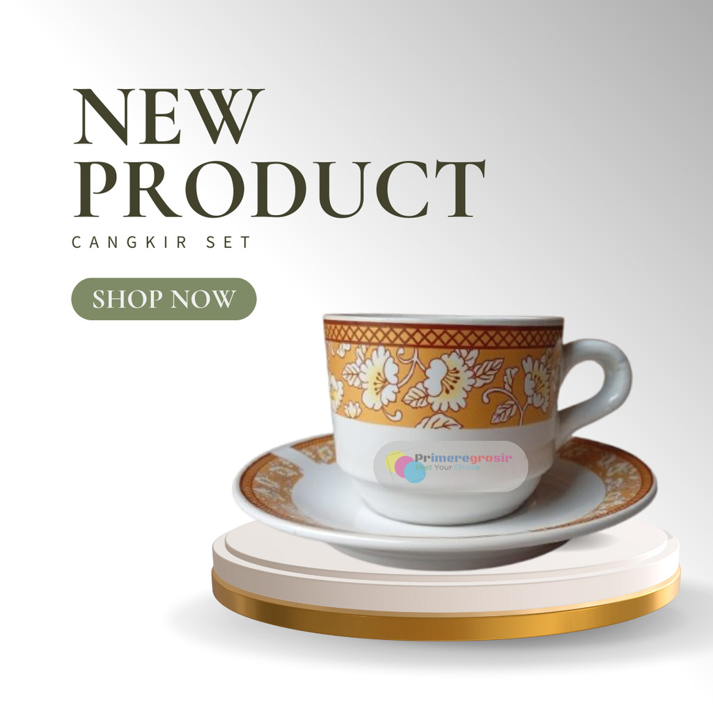 Jual Cangkir Kopi 1 Set Keramik Gold / Gelas Set Cangkir dan Tatakannya ...