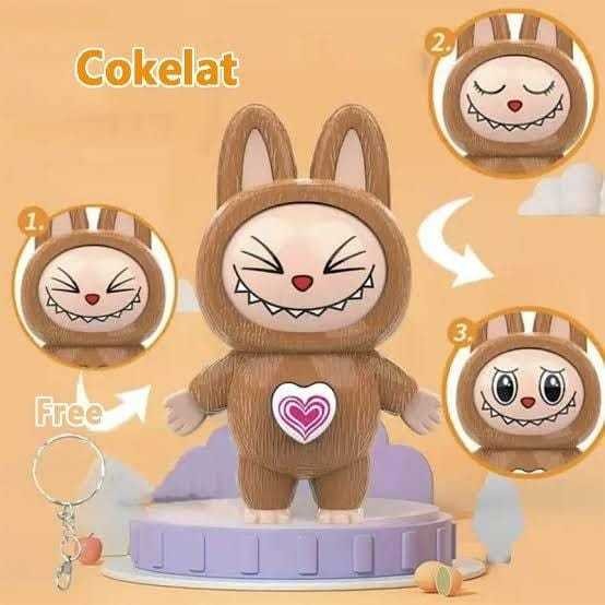Jual labubu rotasi face swap Boneka labubu mainan gantungan kunci ...