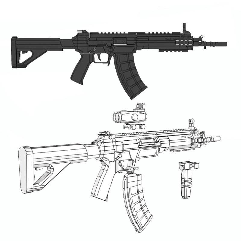 Jual 76cm QBZ-191 Sniper Rifle 3D Paper Model Weapon Puzzles Papercraft ...