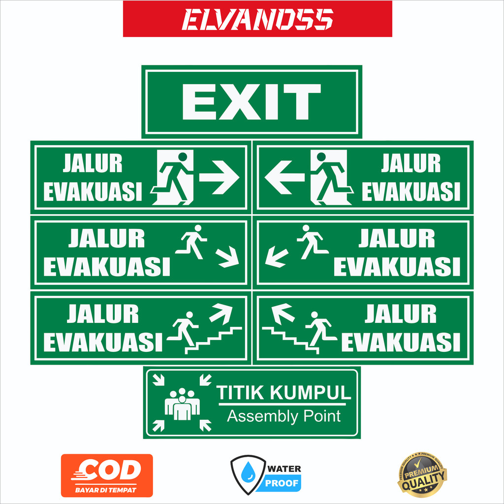Jual STIKER RAMBU K3 JALUR EVAKUASI 30CM X 10CM FREE CUSTOM DESAIN STICKER | Shopee Indonesia