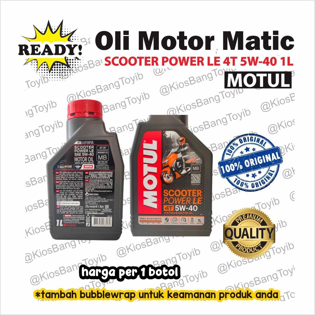 Jual Oli Motor Matic MOTUL Scooter POWER LE SAE 5W-40 Original (1Liter ...