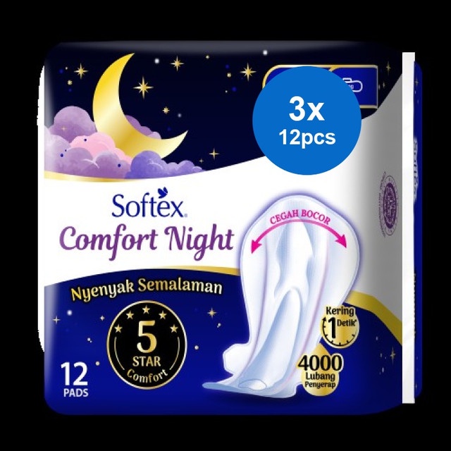 Jual Softex Comfort Night 36cm 12s (3 pack) | Shopee Indonesia