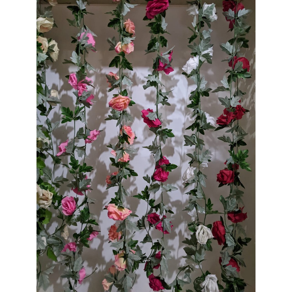 Jual Bunga Rambat Plastik Mawar 1.2meter dan 2.4meter Rimbun | Shopee ...