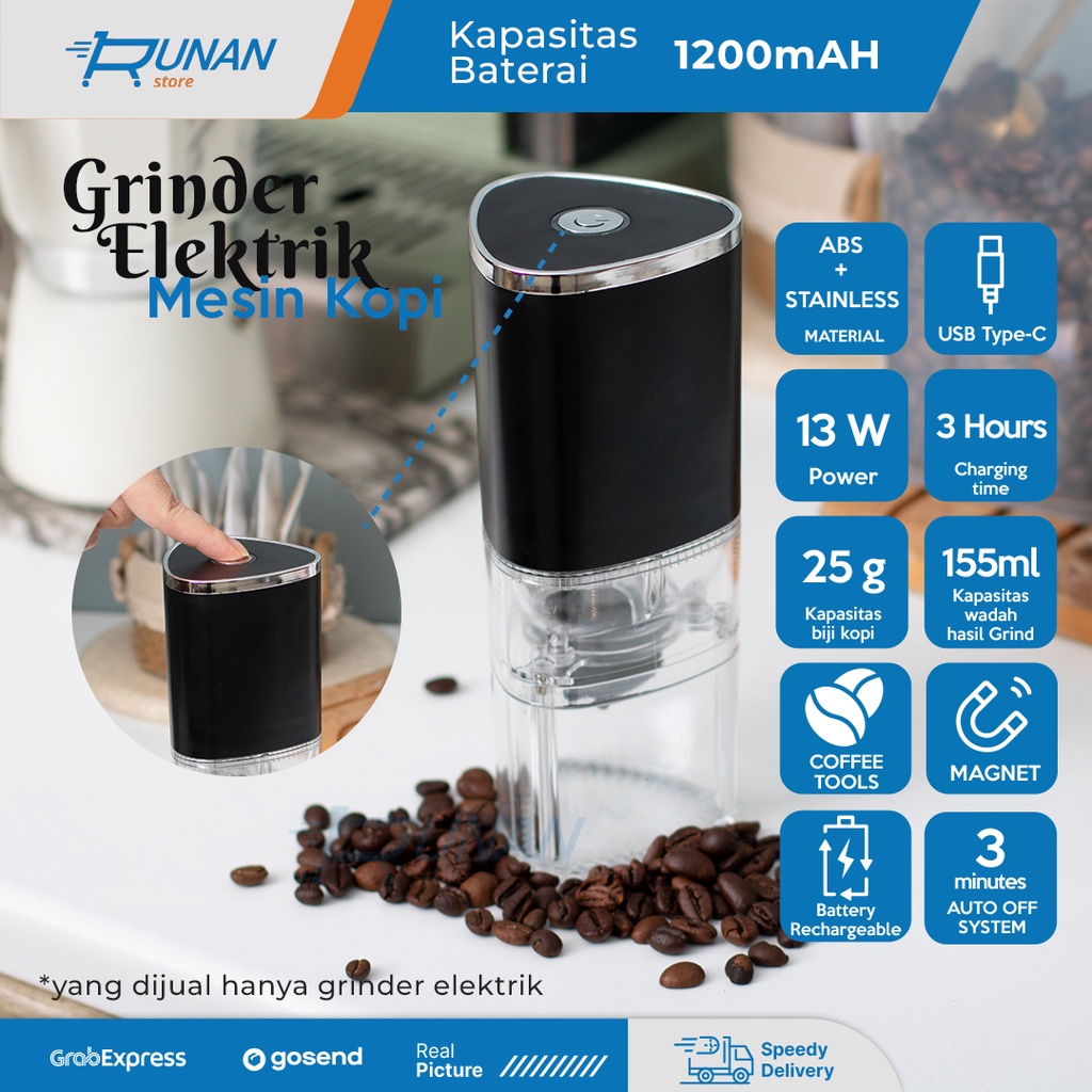Jual Coffee Bean Grinder Elektrik Portable Penggiling Biji Kopi Praktis ...