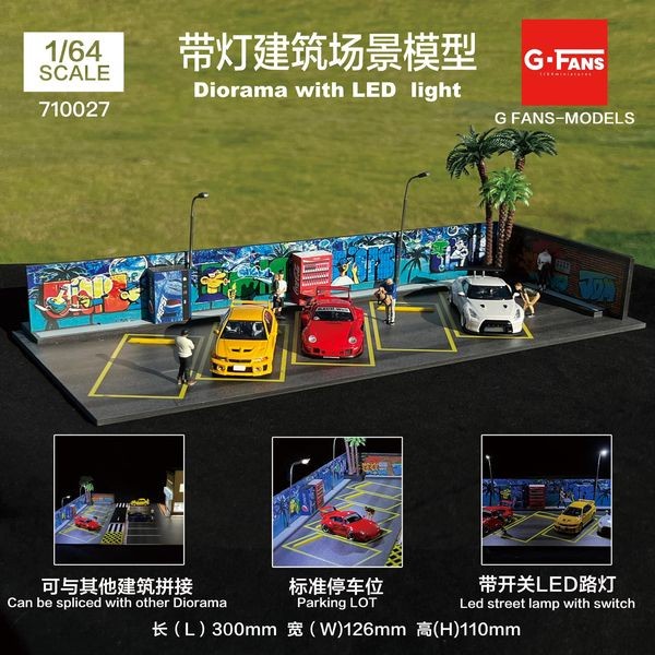 Jual G-Fans Models 1/64 Diorama Diecast Beach Parking Space with LED ...