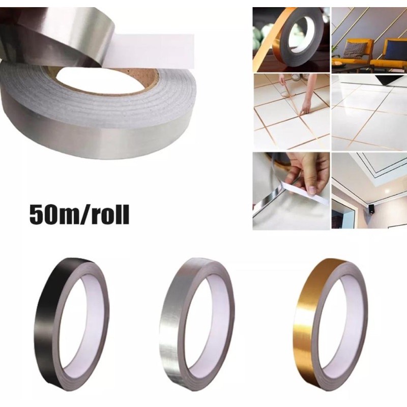 Jual Gulungan Sticker Pembatas Nat Keramik Dinding Strip Lis Plafon 50M ...