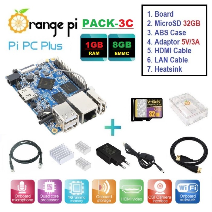 Jual PACK-3C : Orange Pi PC Plus (1GB) - Complete SET FAZ27 | Shopee Indonesia
