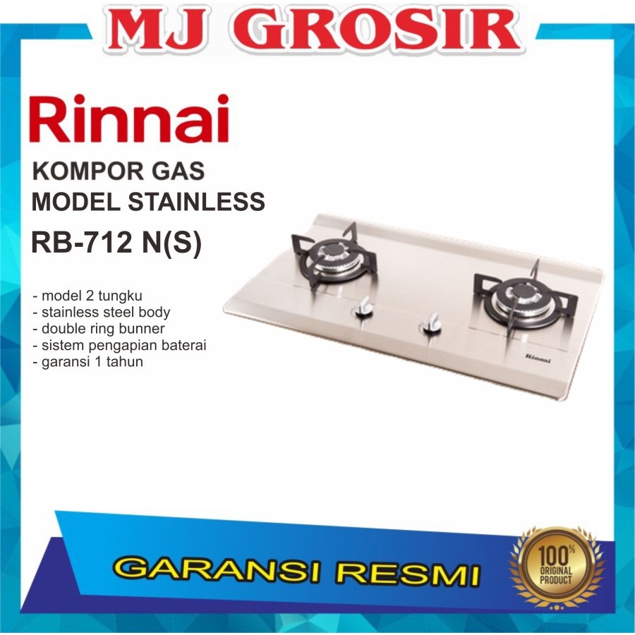 Jual KOMPOR TANAM 2 TUNGKU RINNAI RB 712 NS STAINLESS SLIM | Shopee ...