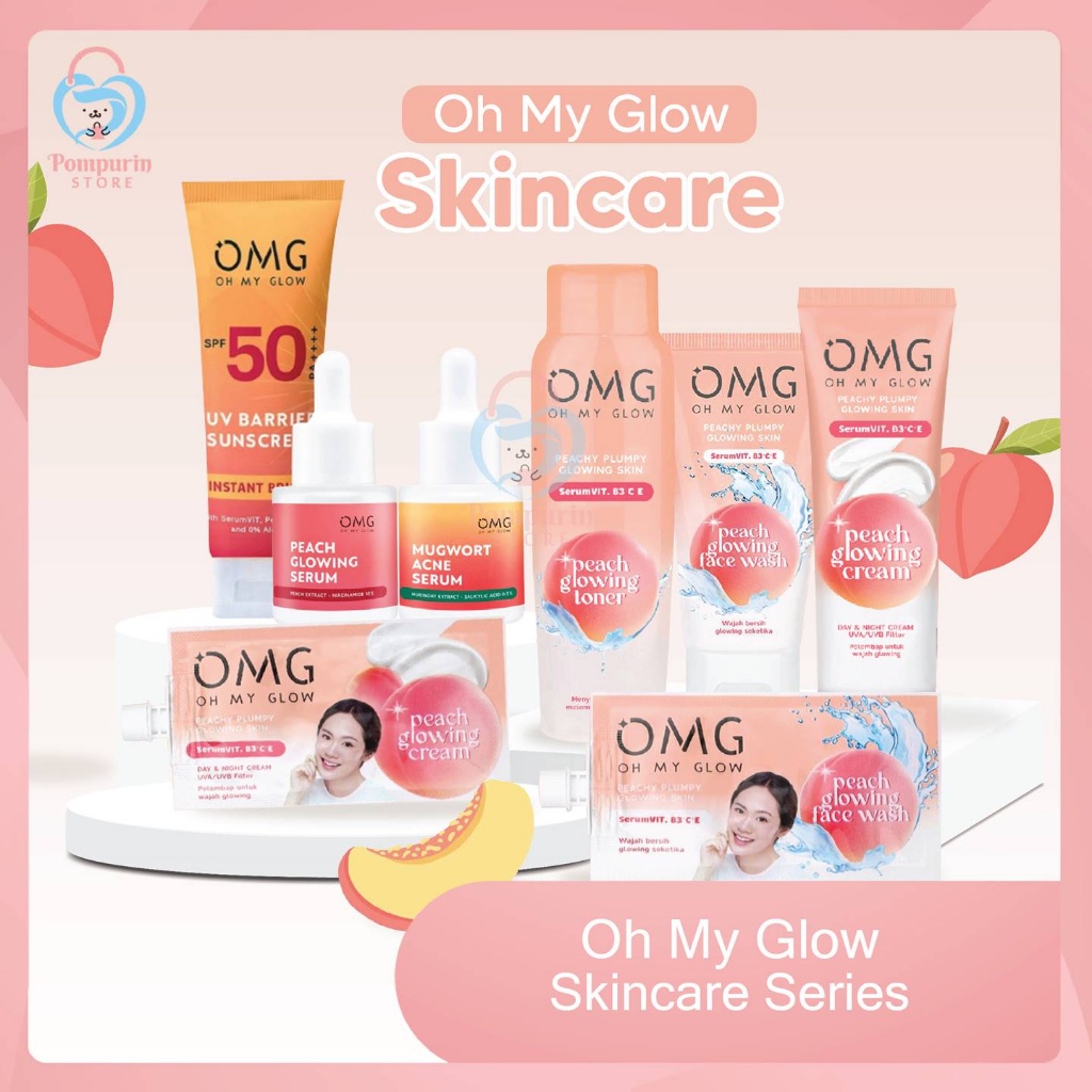 Jual OMG OH MY GLOW SKINCARE - PEACH GLOWING FACE WASH / FACE TONER ...