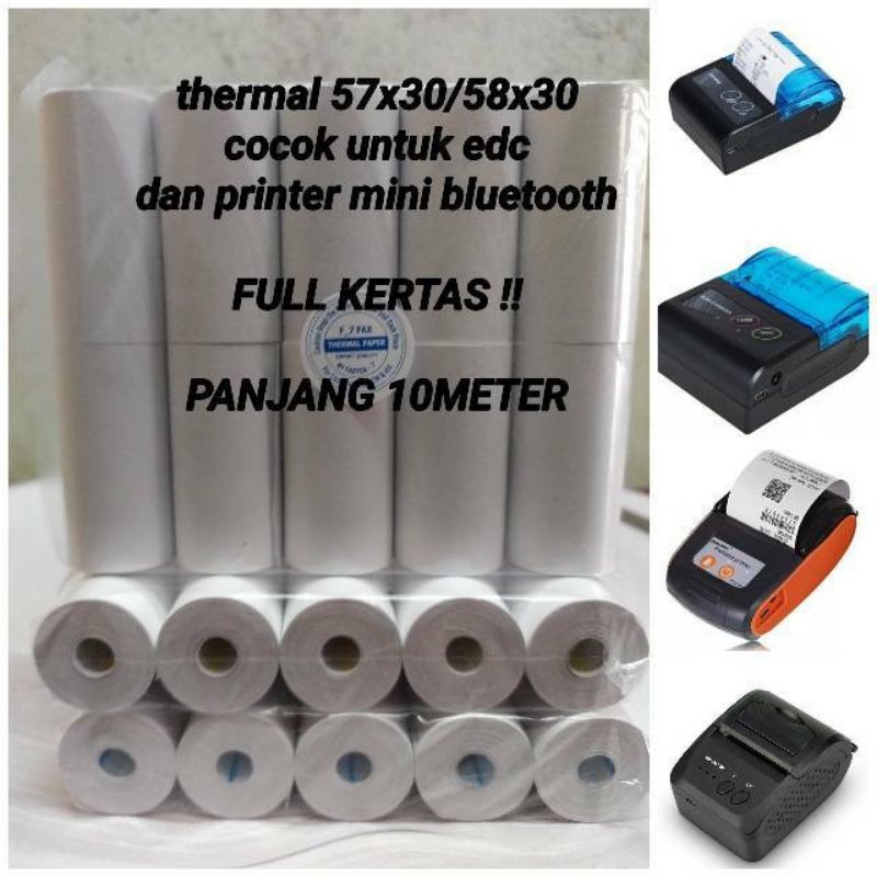 Jual Kertas Struk Thermal Paper Rol 57x30 58x30 Termal EDC Thermal ...