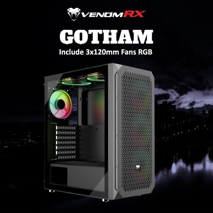 Jual CASING PC VENOMRX GOTHAM CASE MID TOWER FREE 3 ARGB FANS | Shopee ...