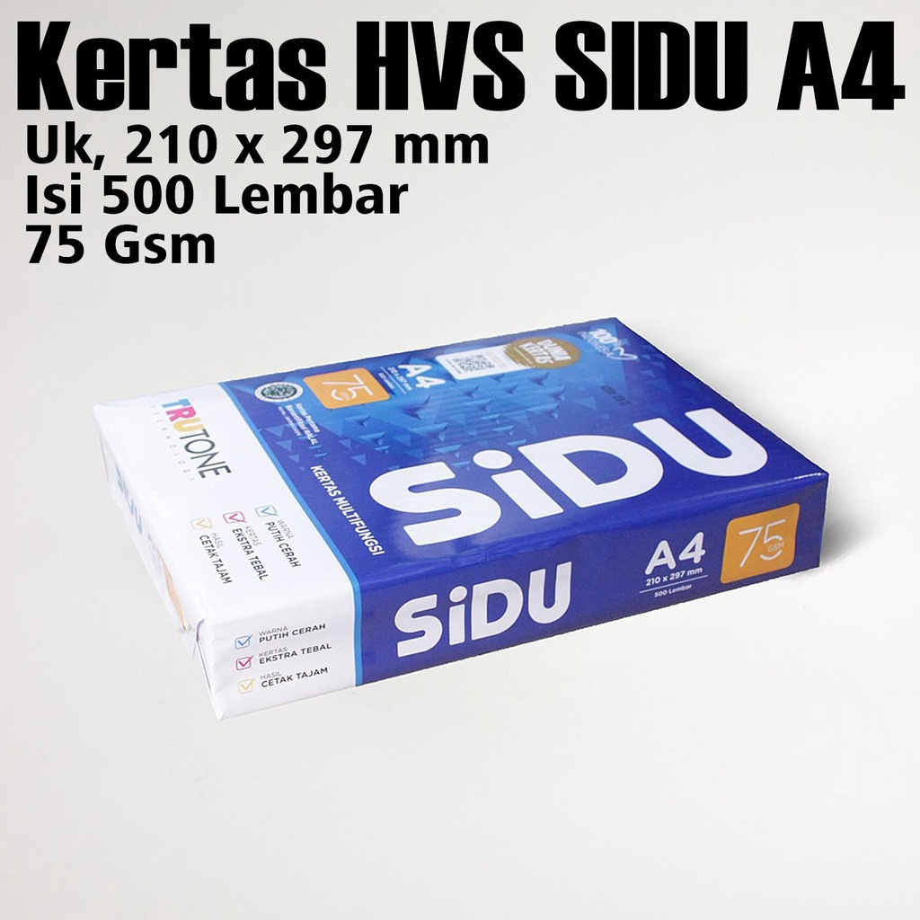 Jual Kertas HVS A4 75 Gsm SIDU Sinar Dunia / Ketas Fotocopy - 1 RIM Isi ...
