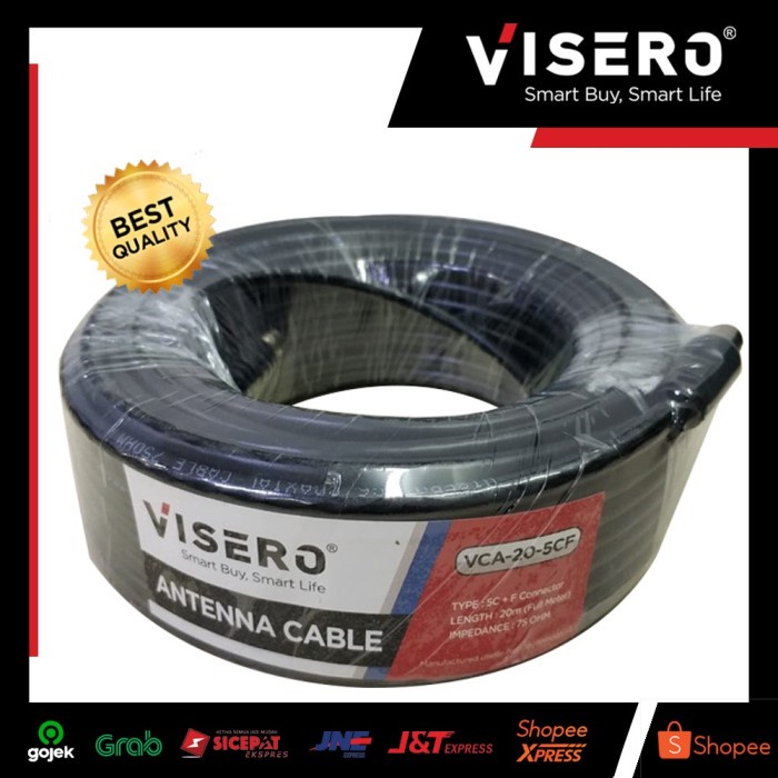 Jual Kabel Antena Parabola 20M 5C+ F Connector 20 Meter 75 OHM Visero | Shopee Indonesia