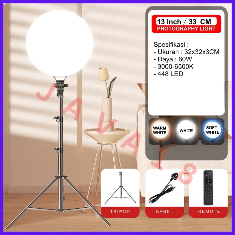 Jual [PAKET] LAMPU FOTO STUDIO MUA PF-33 60Watt DAN STAND TRIPOD 2 METER LIVE STREAMING KONTEN ...