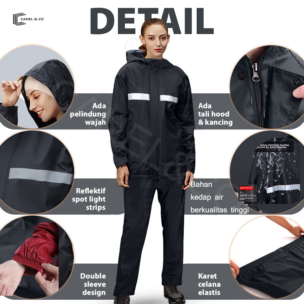 Jual Jas Hujan Premium Jas Hujan Motor Pria dan Wanita Tebal PVC Dan Nilon Anti Angin Oxford ...