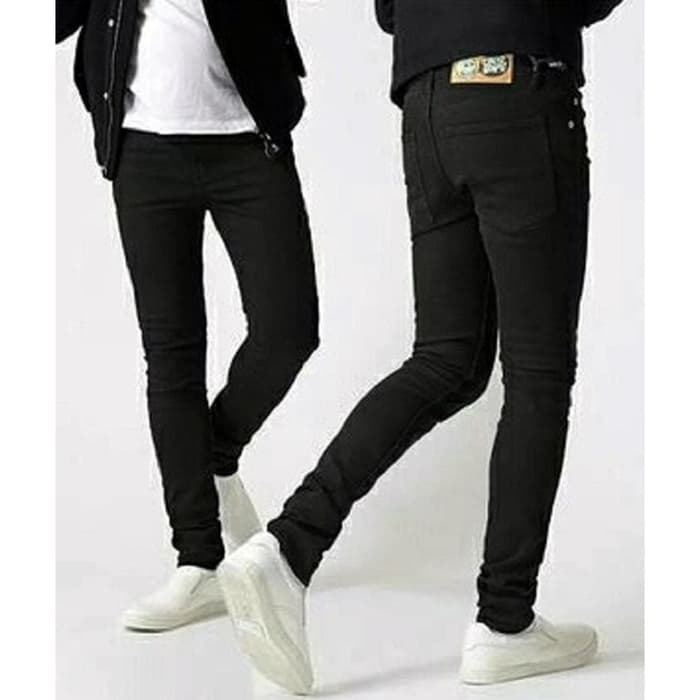 Jual Celana Lep Hitam Pria Jeans Panjang Pensil Skinny Semi Slim Fit ...