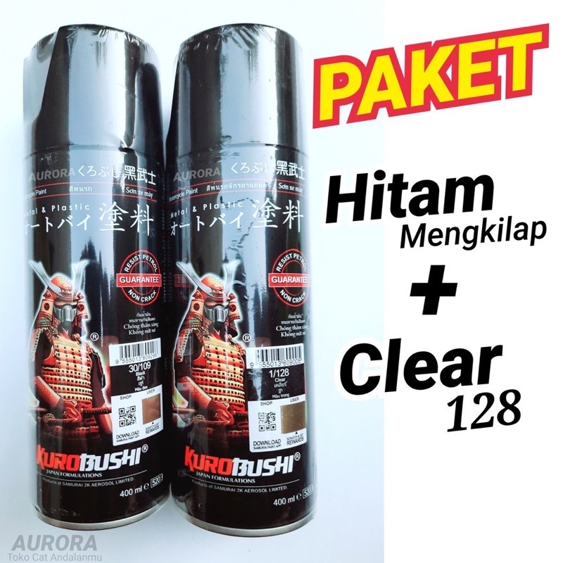 Jual Paket Samurai Black 109 Hitam Mengkilap + Clear 128 Cat Pilok ...