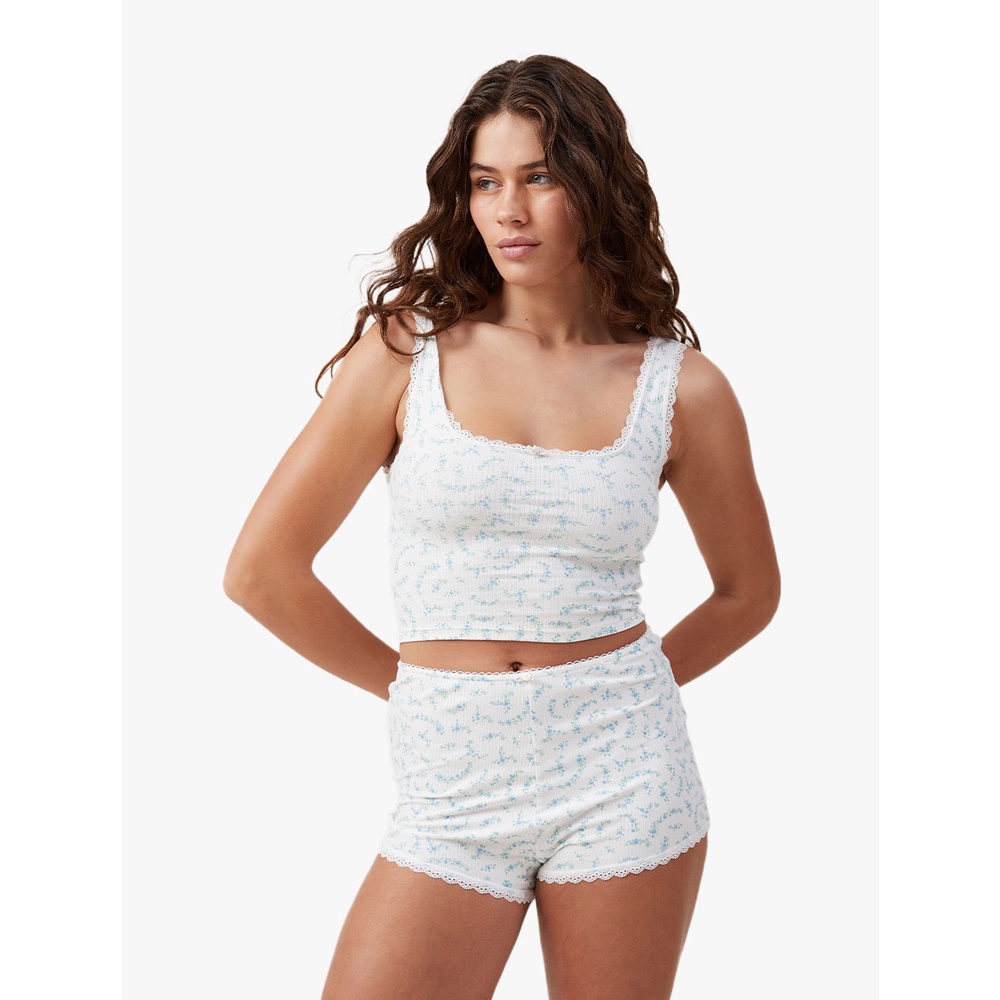 Jual Cotton On Body - Pakaian Tidur & Piyama Lainnya - Rib Lace Tank - Flower Chains Clear Sky ...