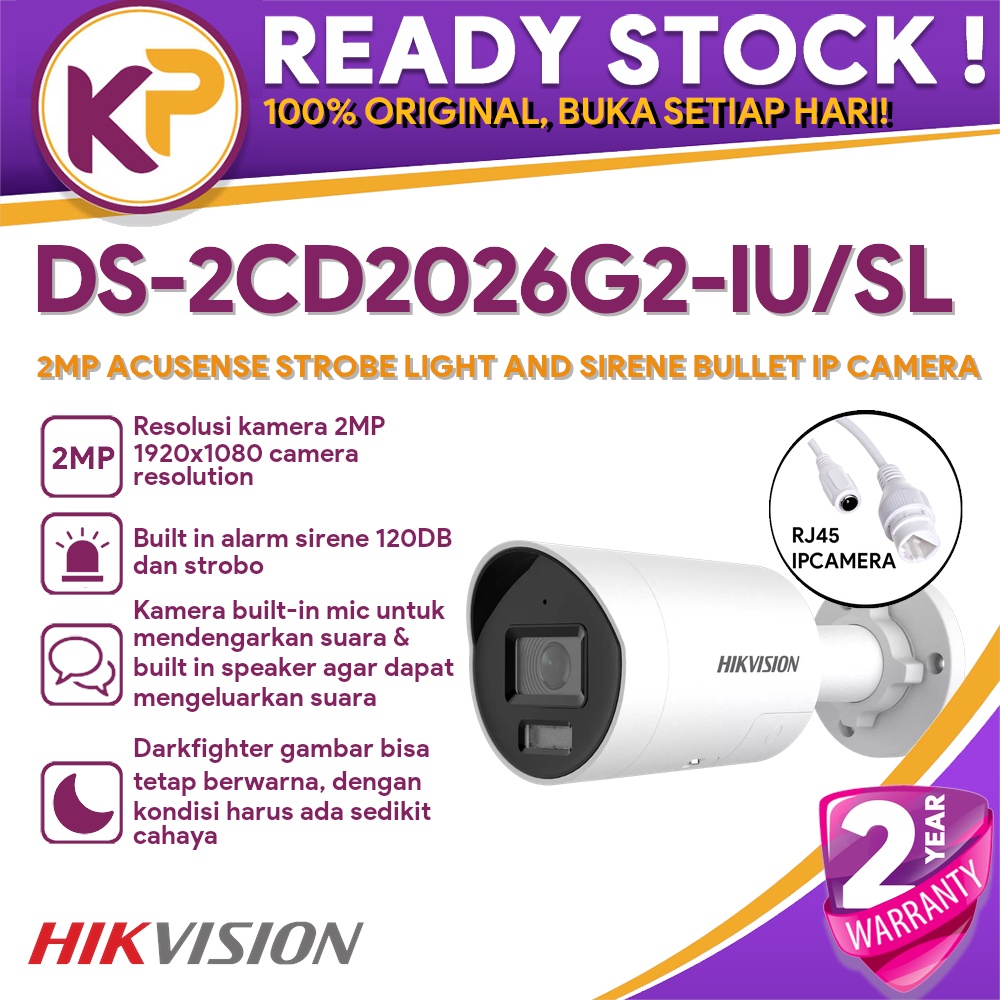 Jual HIKVISION DS-2CD2026G2-IU/SL 2MP ACUSENSE W STROBE & SIRENE IP CAMERA | Shopee Indonesia
