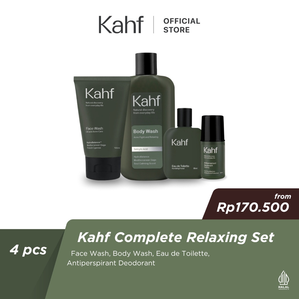 Jual Kahf Complete Relaxing Set (Face Wash, Body Wash, Deodorant, EDT ...