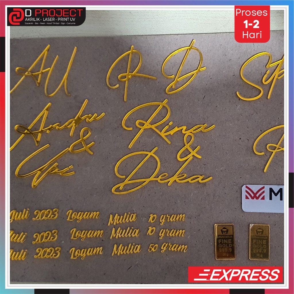 Jual sepasang NAMA AKRILIK CUTTING LETTER / akrilik dekorasi mahar ...
