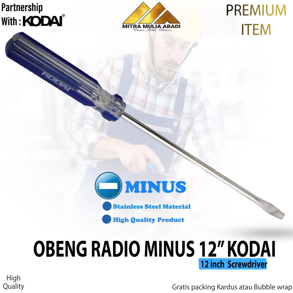 Jual Obeng Radio Minus 12 inch Kodai / Obeng Minus Panjang Serbaguna ...