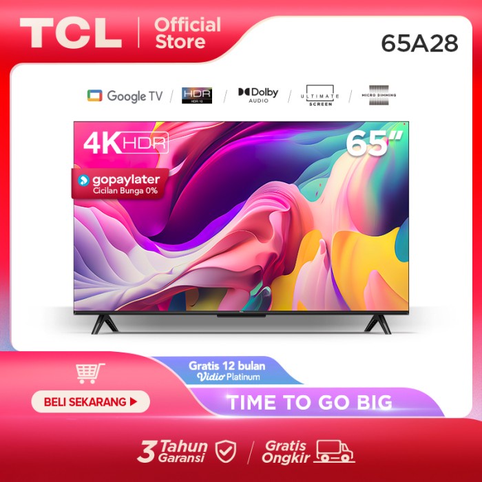 Jual TCL 65A28 - 65 inch Google TV - 4K UHD - HDR 10 - 65A28 | Shopee Indonesia