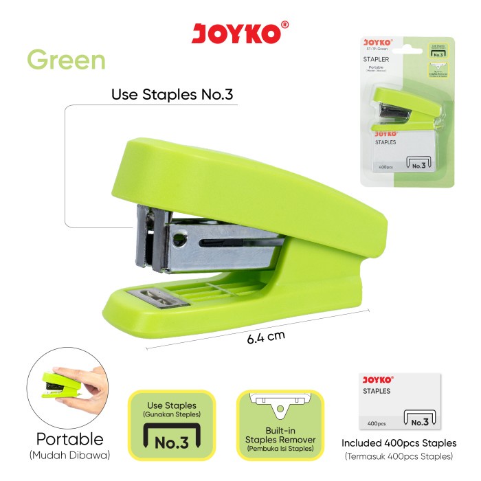 Jual Stapler dan Staples Isi Jepretan Joyko ST-19 1 Set ( Stepler + Isi ...