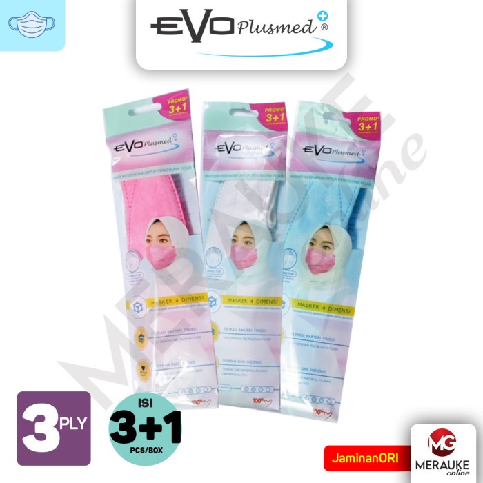 Jual Masker EVO Plusmed 3 Ply Sachet (Isi 4 pcs) | Shopee Indonesia