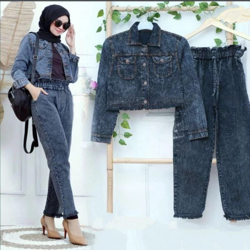 Jual PROMO GRATIS ONGKIR JULIZAR SET SETELAN BAJU WANITA JAKET DAN CELANA JEANS SETELAN OUTFIT ...