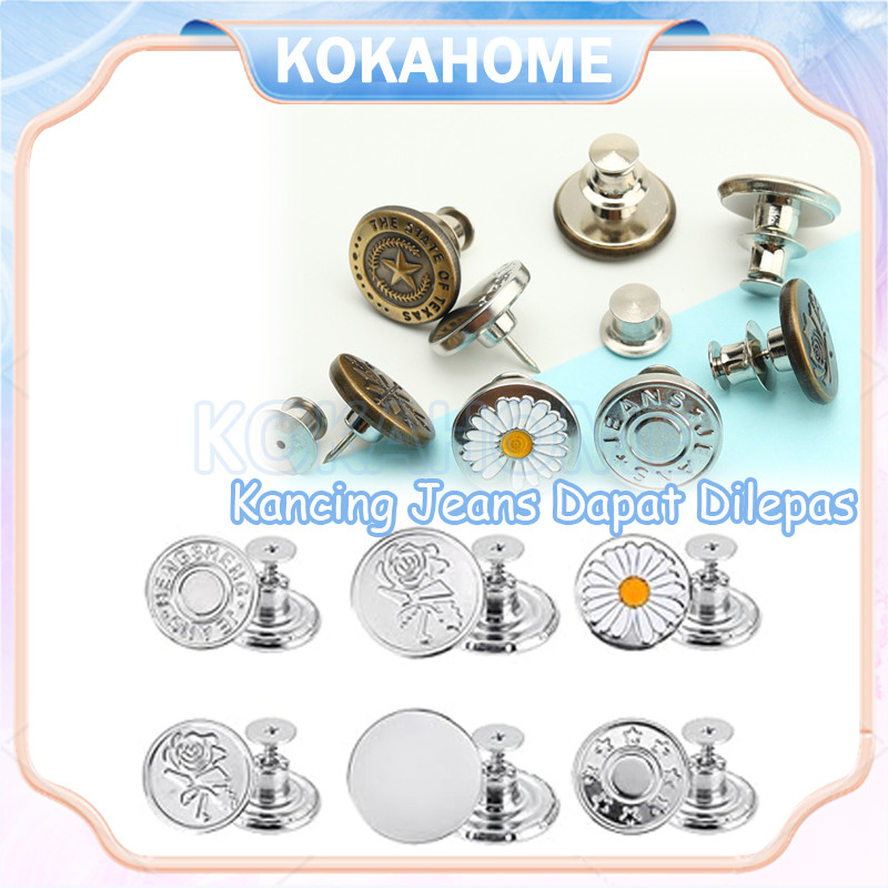 Jual kancing jeans dapat dilepas / kancing pengecil jeans unisex / kait ...
