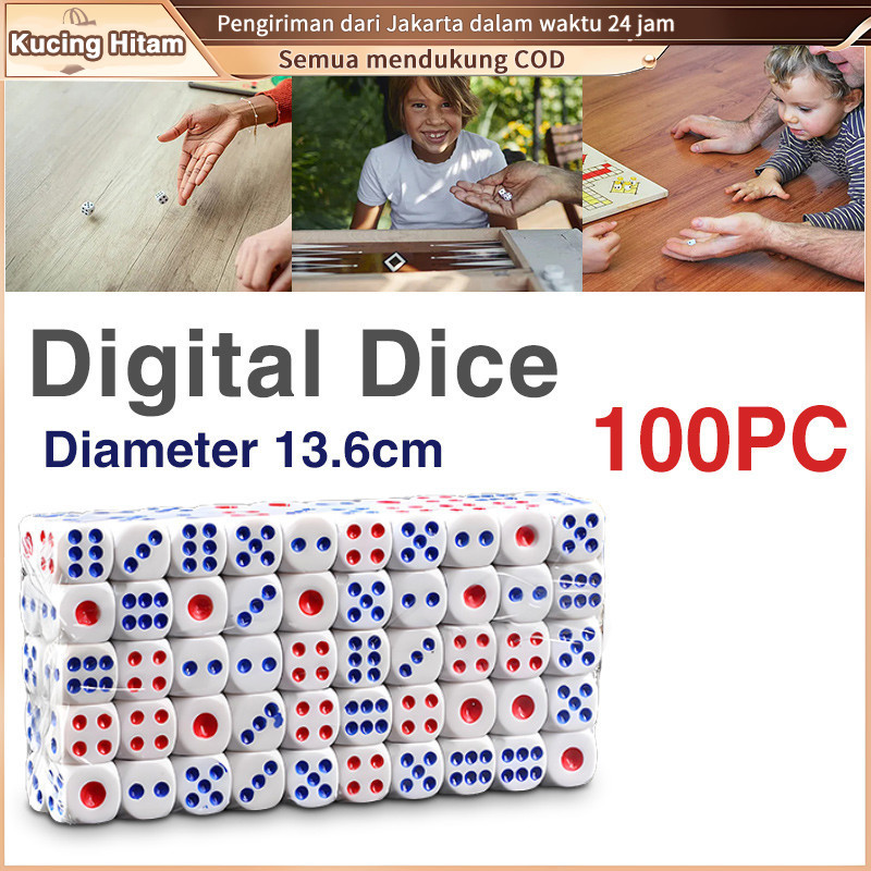 Jual 100 Pcs Dadu Plastik Dadu Mainan Numerik Sudut Bulat Serbaguna ...