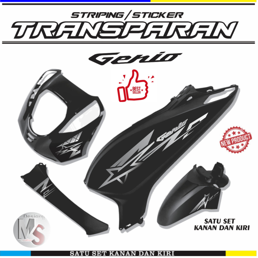 Jual Sticker Striping Variasi Genio Transparan Uv Bintang Gradasi Warna ...