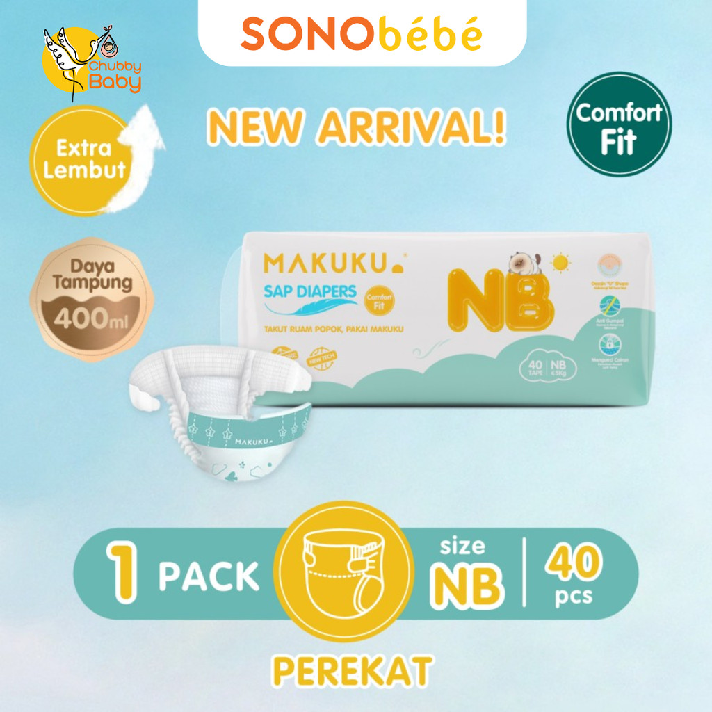 Jual MAKUKU SAP Diapers Comfort Fit NB40 Jumbo Pack | Shopee Indonesia