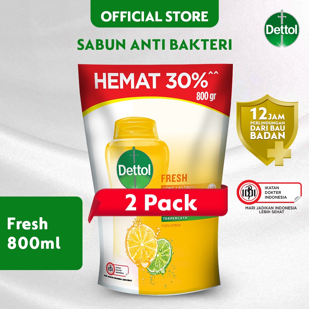 Jual Dettol Sabun Mandi Cair Anti Bakteri Fresh Pouch 800g x2 | Shopee ...