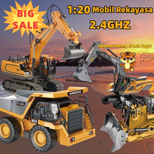 Jual Lele Toys 1:20 2.4GHZ Remote Control Excavator Engineering Car ...